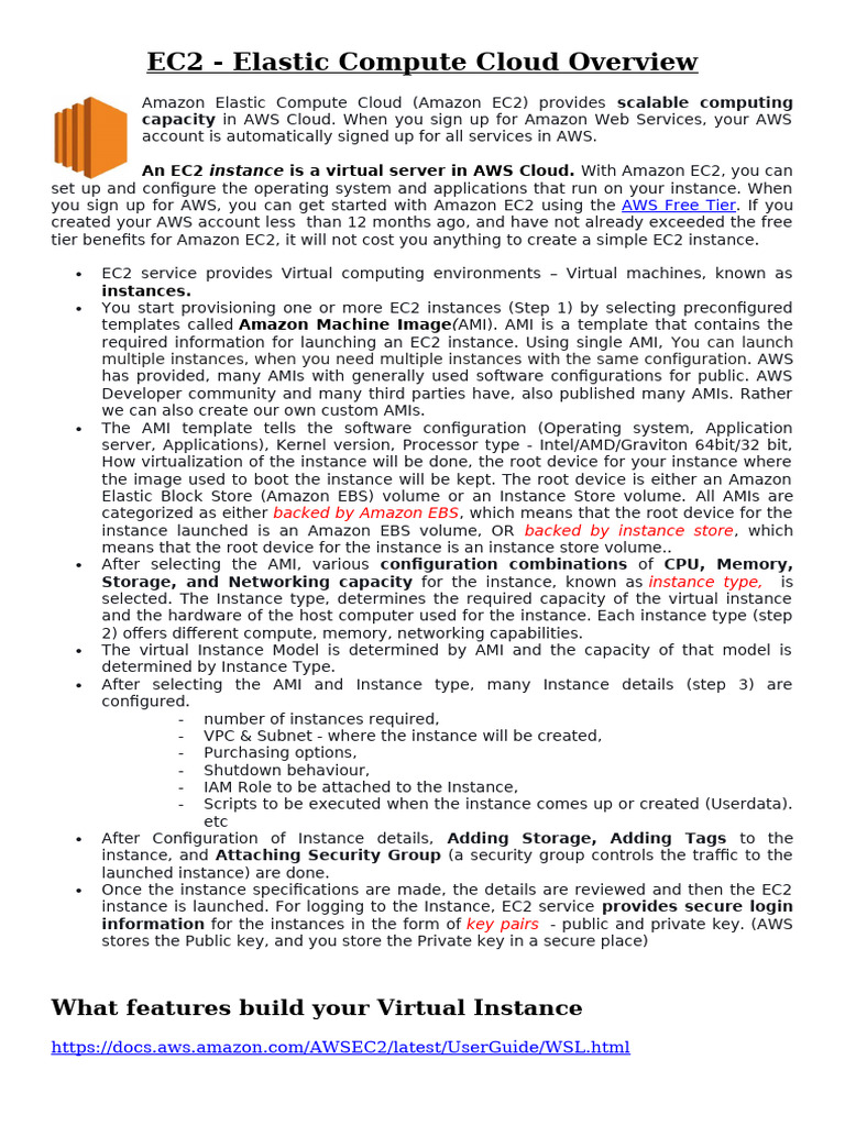Aws Compute Ec2 Overview Selection And Autoscaling Pdf