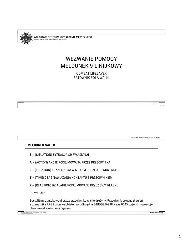 Temat 5. Zag. 2. Meldunek 9 - Linijkowy - 2021 | PDF