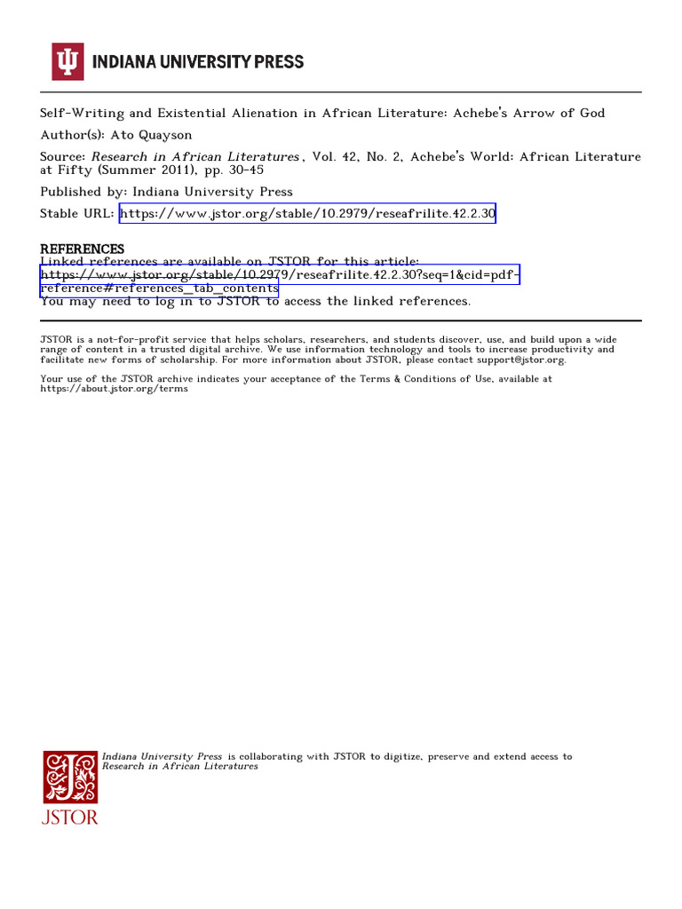 Quayson SelfWritingExistentialAlienation 2011 | PDF