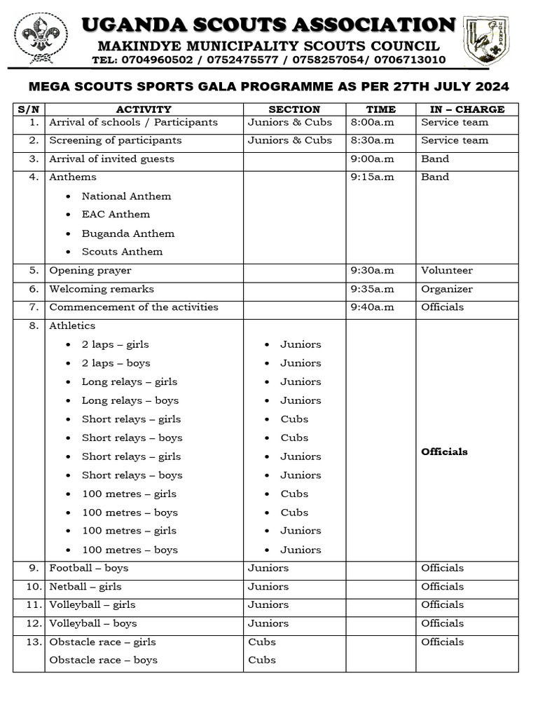 Scouts Sports Gala Programme | PDF