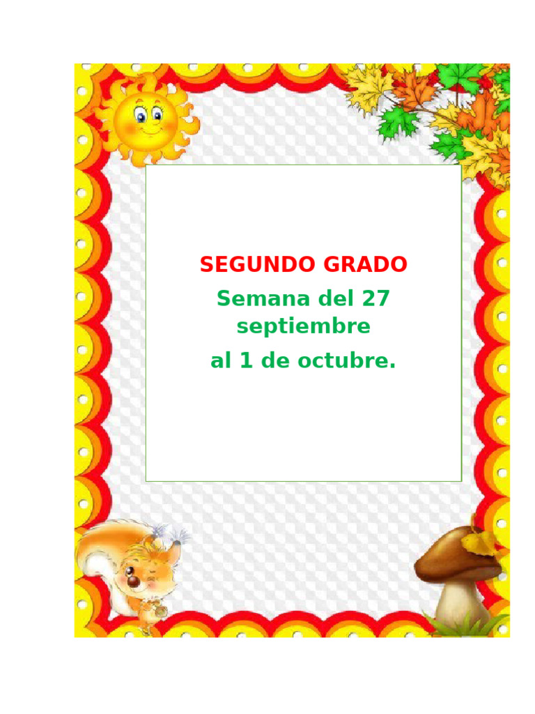 SEGUNDO GRADO Semana Del 27 de Septiembre Al 1 de Octubre | PDF
