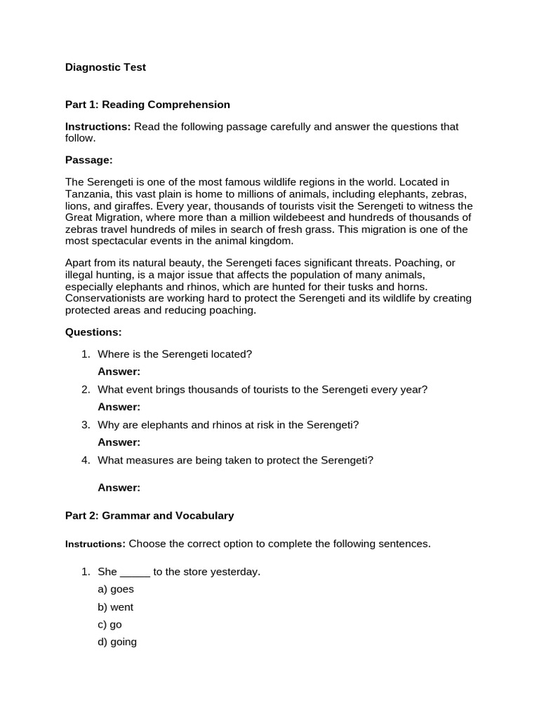 Diagnostic Test Grade 8,9 | PDF