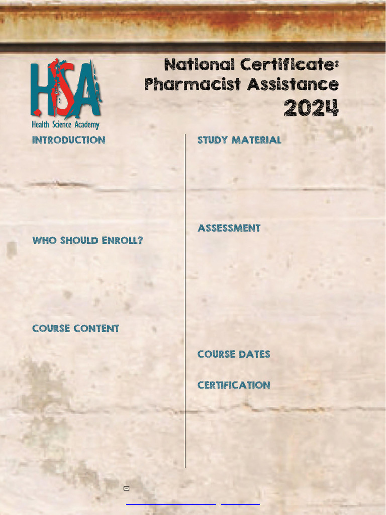 Pharmacist Assistant Basic 2024 | PDF