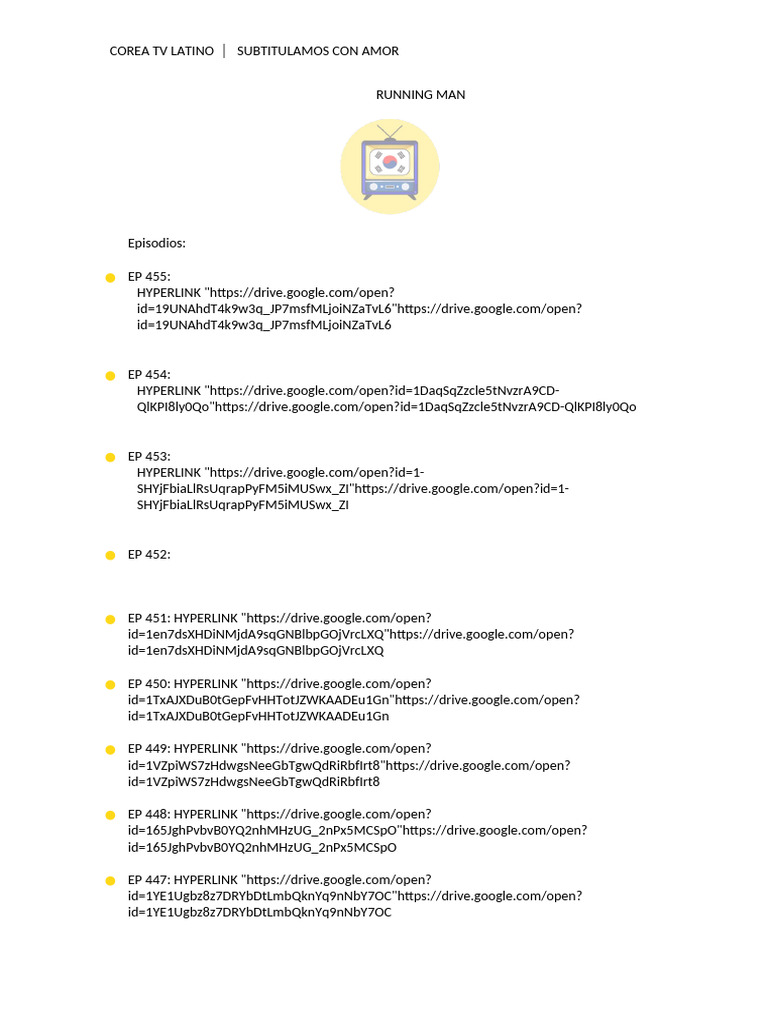 Link Lista Running Man | PDF