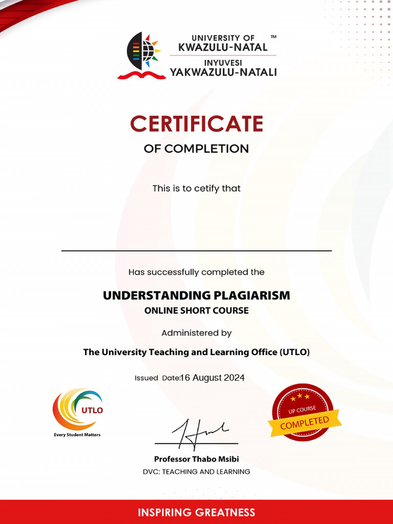Understanding_Plagiarism_Certificate UTLO (1) | PDF