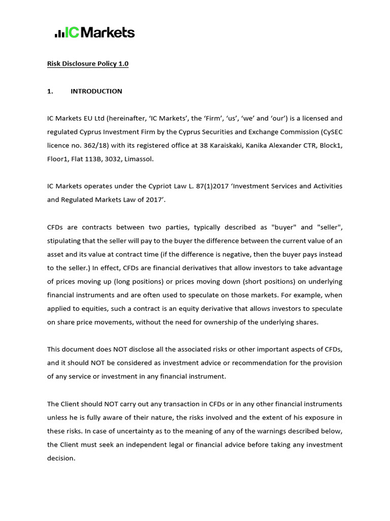 Risk Disclosure Notice | PDF