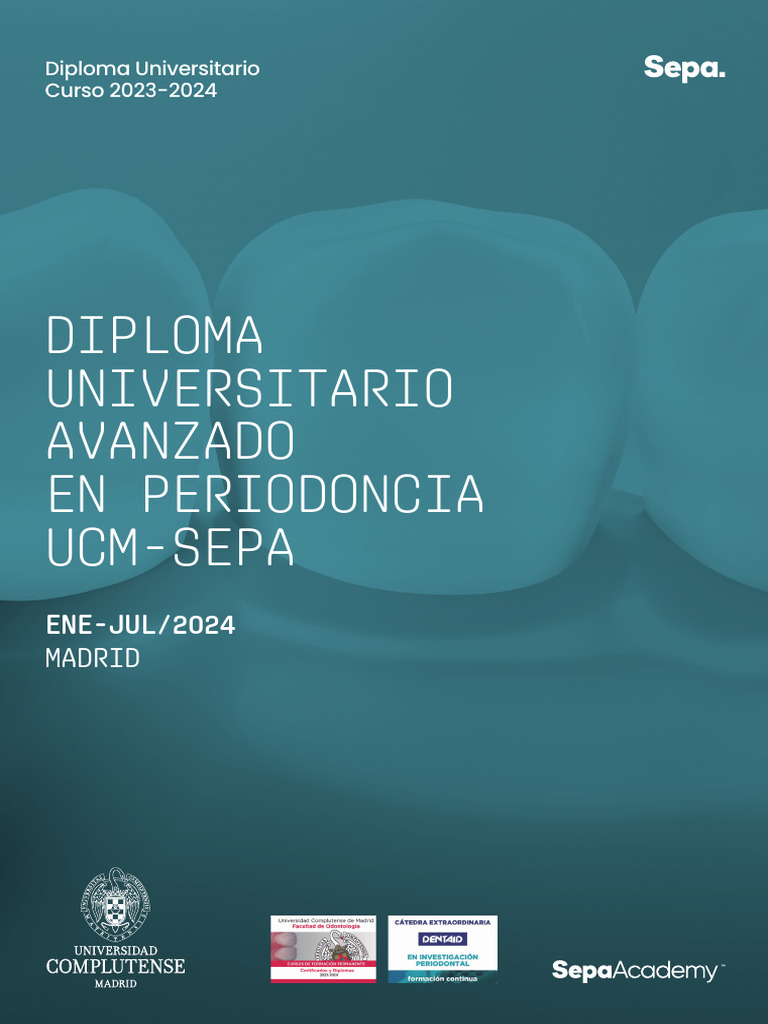Diploma Universitario Avanzado Periodoncia UCM-SEPA-2024 | PDF