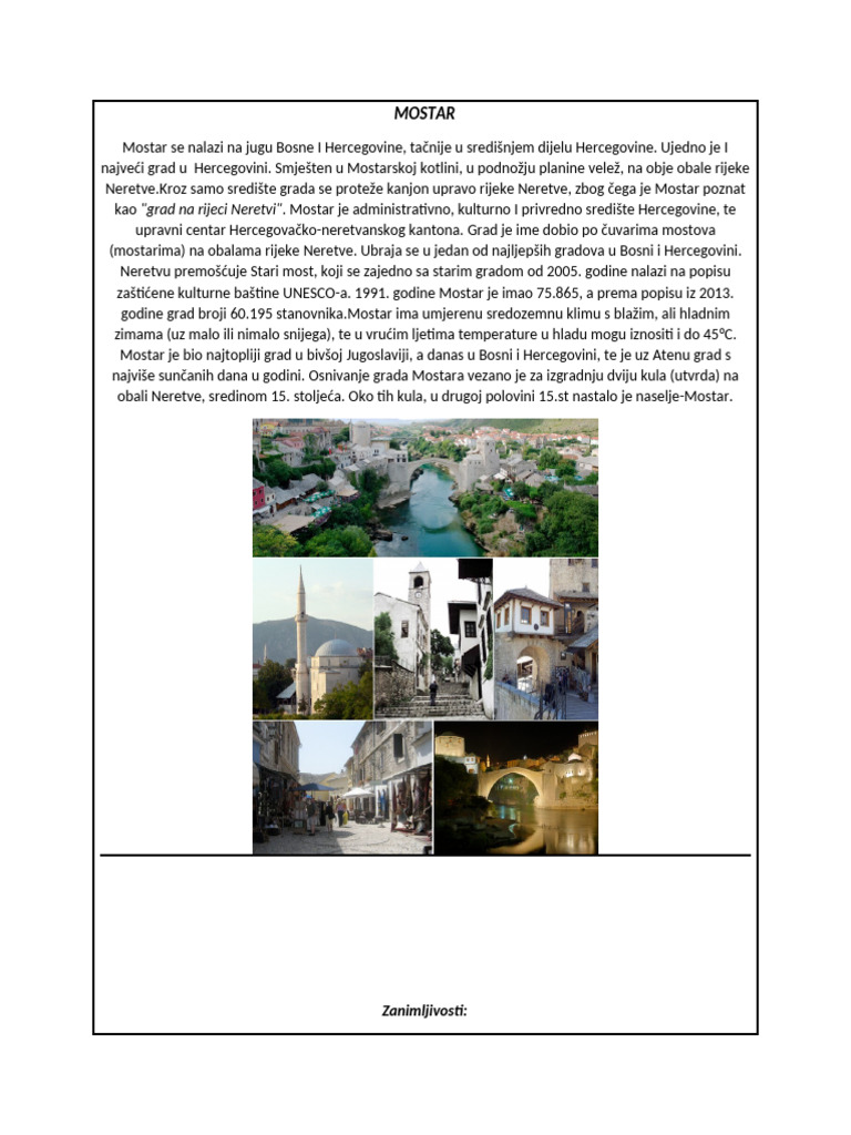 Geografija Mostar | PDF