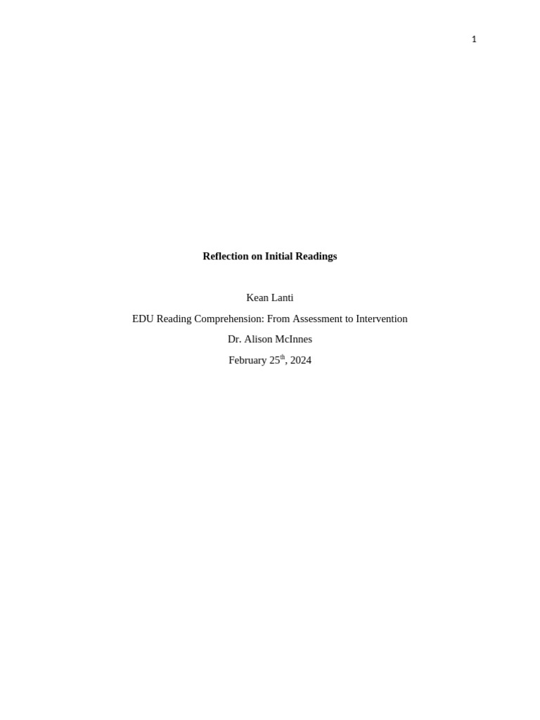 Reflection On Initial Readings | PDF