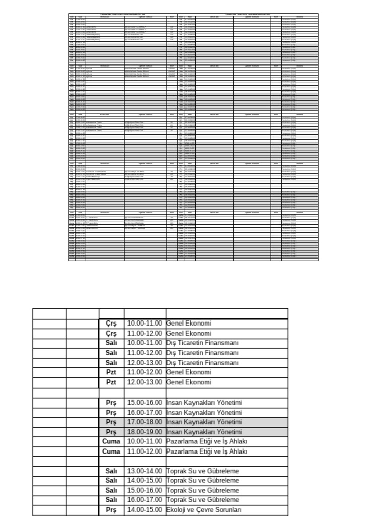 DERS PROGRAMI 2022-2023 Güz Dönemi-Tüm Hali 2 | PDF