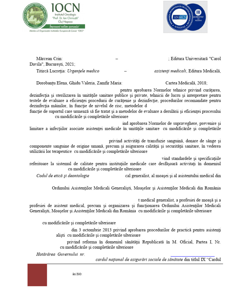 Bibliografie Asistenti Medicali Generalisti | PDF