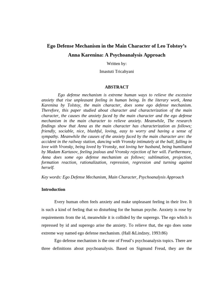 Ego Defense Mechanism in The Main Charac | PDF