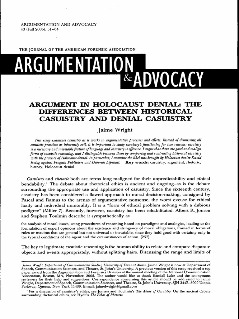 Argument in Holocaust Denial The Differe | PDF | Rhetoric