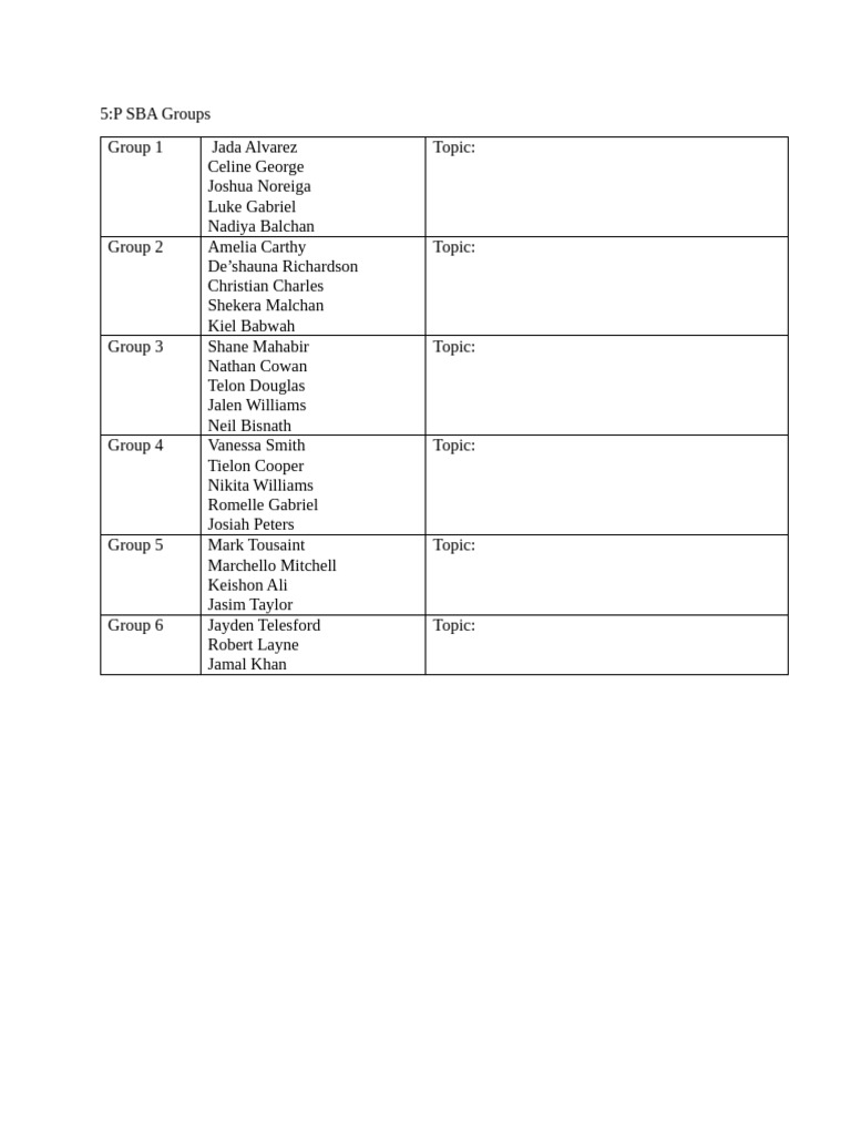 SBA Groups | PDF