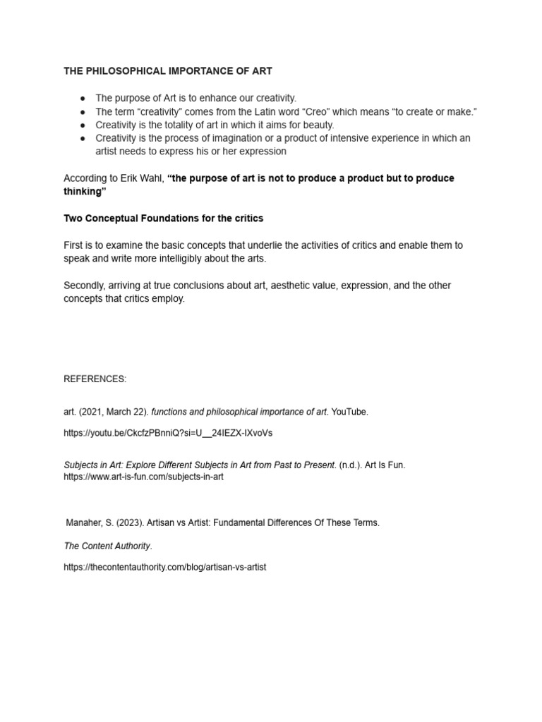The Philosophical Importance of Art | PDF