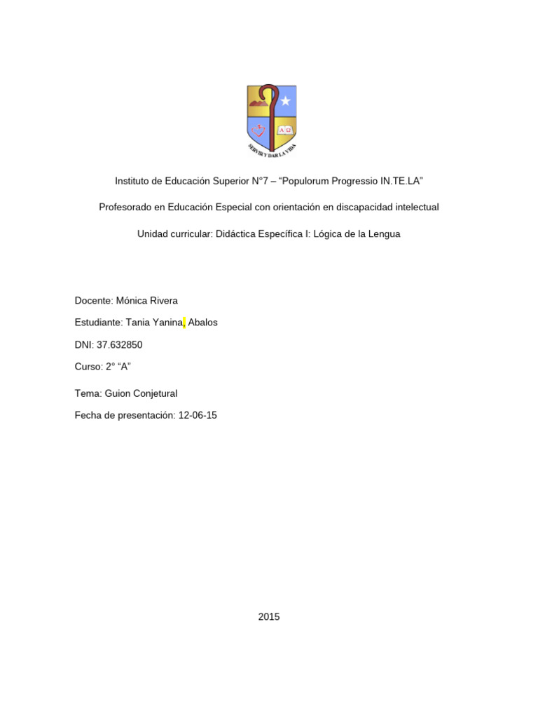 Guion Conjetural 2015 | PDF