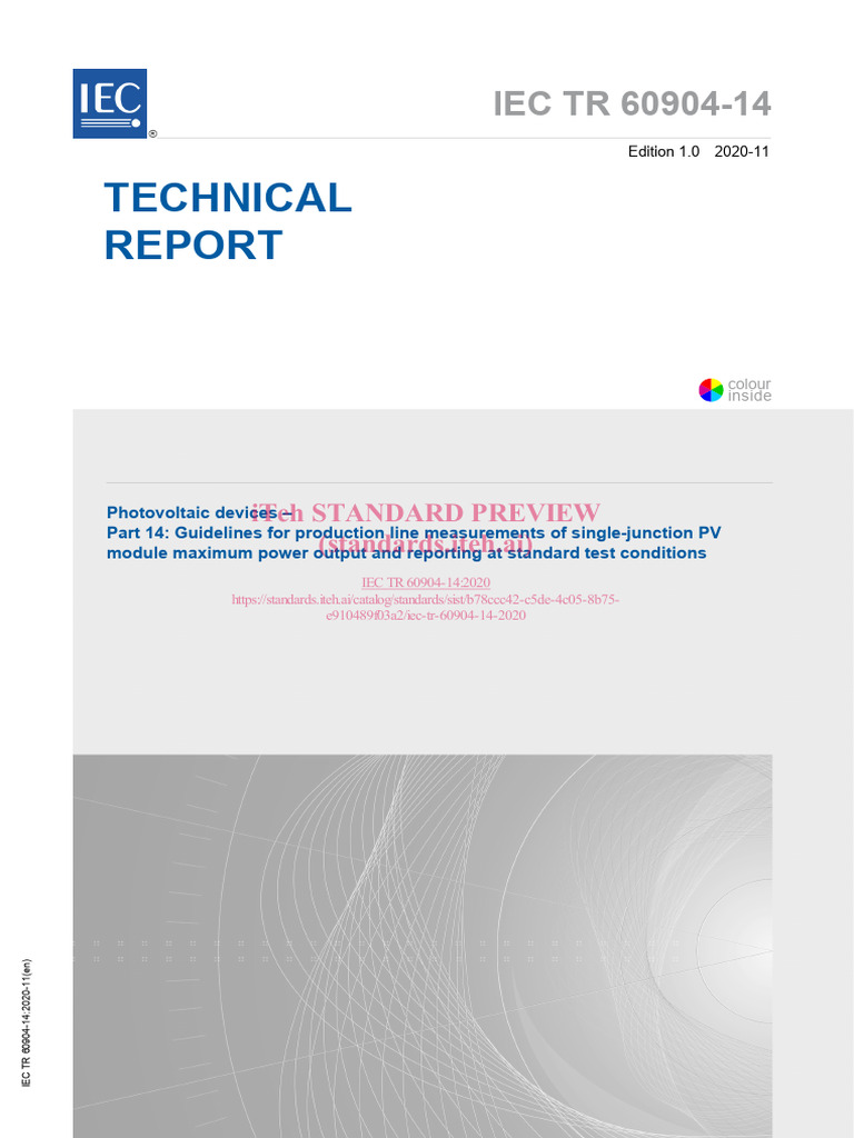 Iec TR 60904 14 2020 | PDF