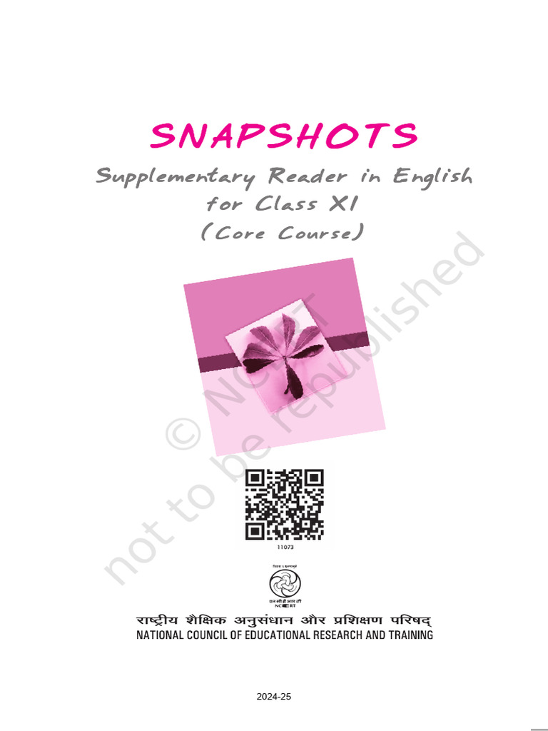 Class 11 English (Snapshots) Ncert Textbook 2024 - 25 | PDF