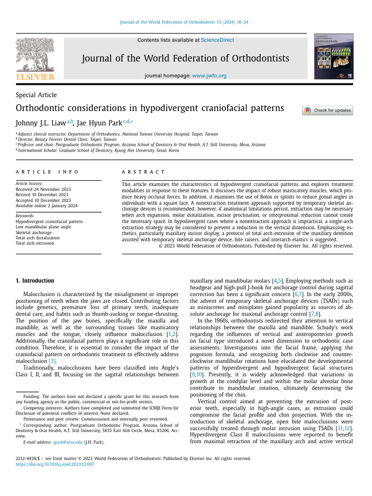Orthodontic Considerations in Hypodivergent Craniofacial Patterns | PDF