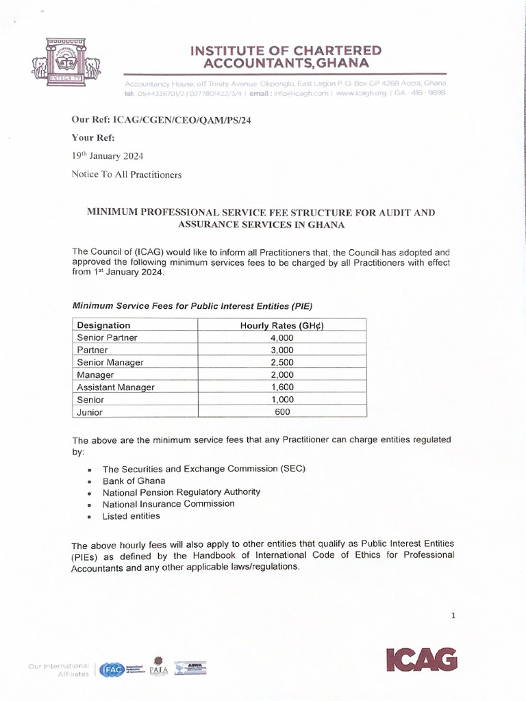 Minimum Professional Service Fee | PDF