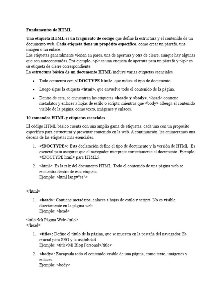 Fundamentos de HTML | PDF | HTML | Hipervínculo