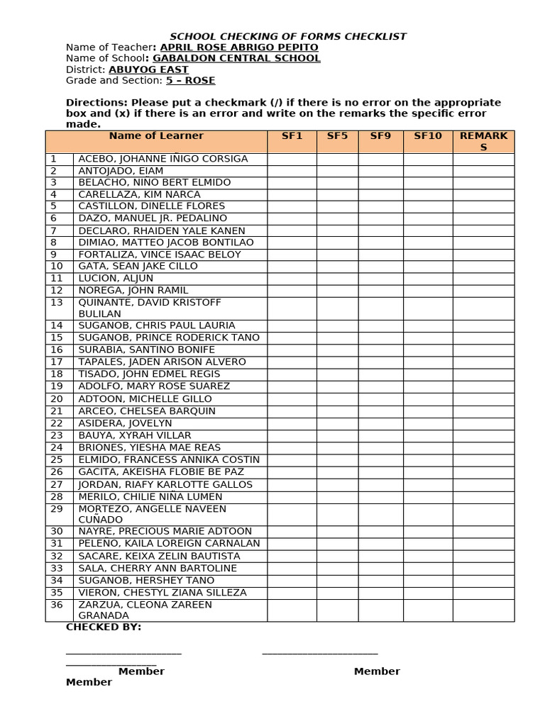 Template For Checking of Forms | PDF
