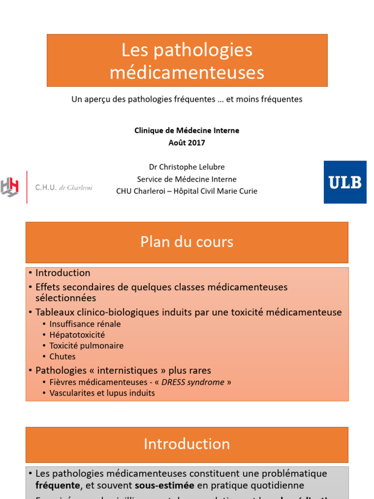 Cours Pathologies Medic Aout2017 | PDF