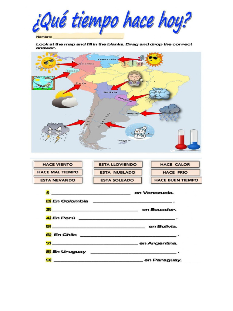 Spanish Weather Worksheets | PDF