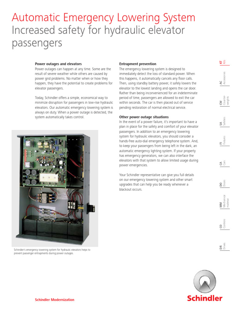 Automatic Emergency Lowering System Brochure | PDF