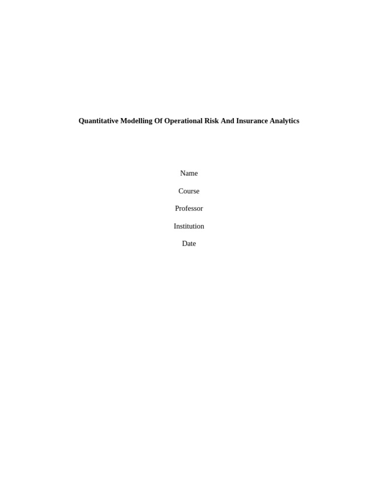 Quantitative Modelling of Operational | PDF