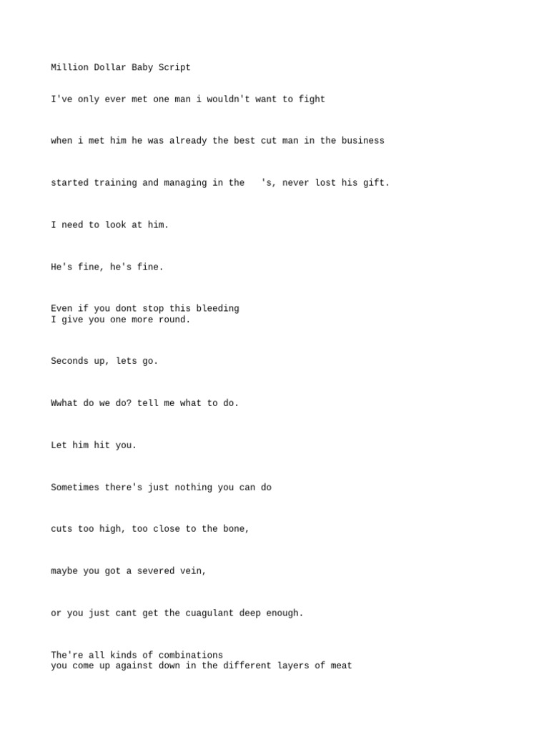 Million Dollar Baby Script | PDF