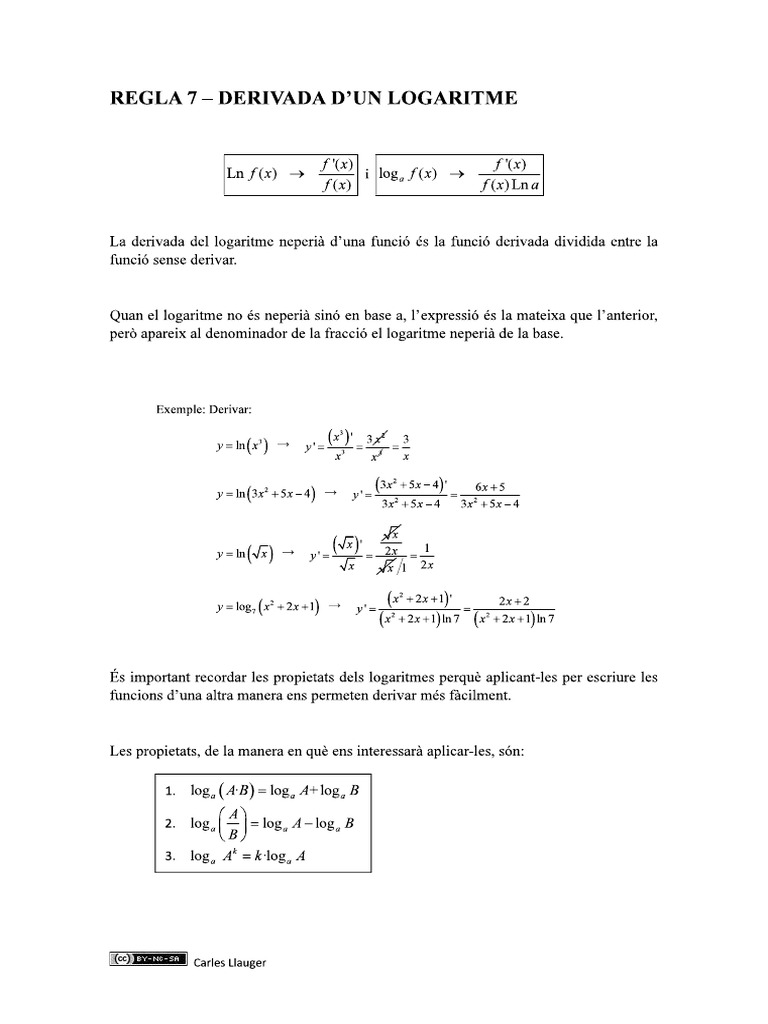 Mètodes de Derivació - Regla 7 | PDF