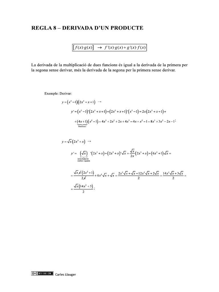 Mètodes de Derivació - Regla 8 | PDF