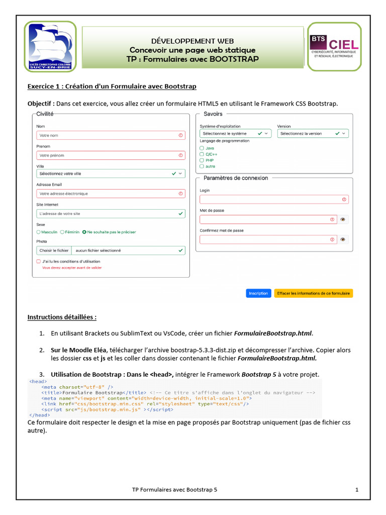 TP Formulaires Avec Bootstrap | PDF | Bootstrap (Front End Framework ...