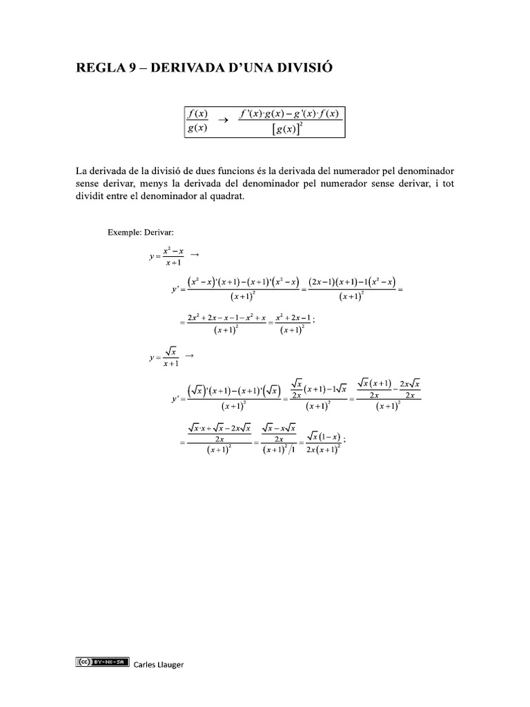 Mètodes de Derivació - Regla 9 | PDF