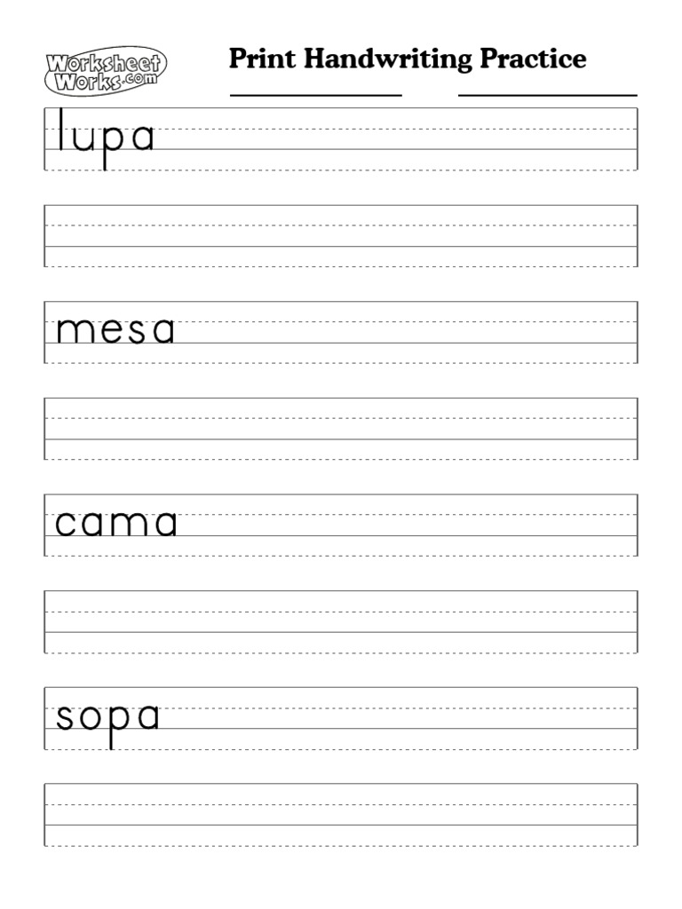 WorksheetWorks Print Handwriting Practice 1 | PDF