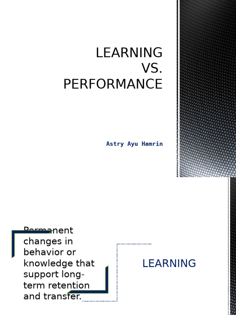 Learning Vs Performance | PDF