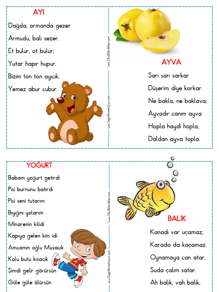 Hızlı Okuma - TEKERLEMELER - 1 | PDF