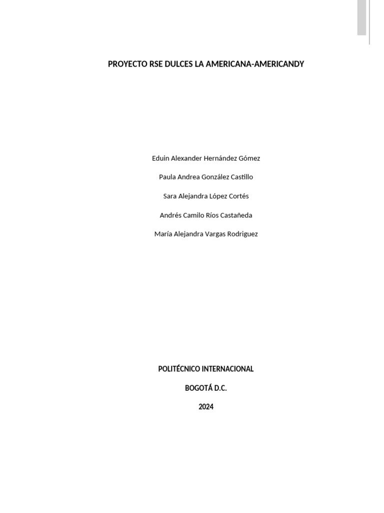 Trabajo Rse Dulces La Americana Americandy Pdf