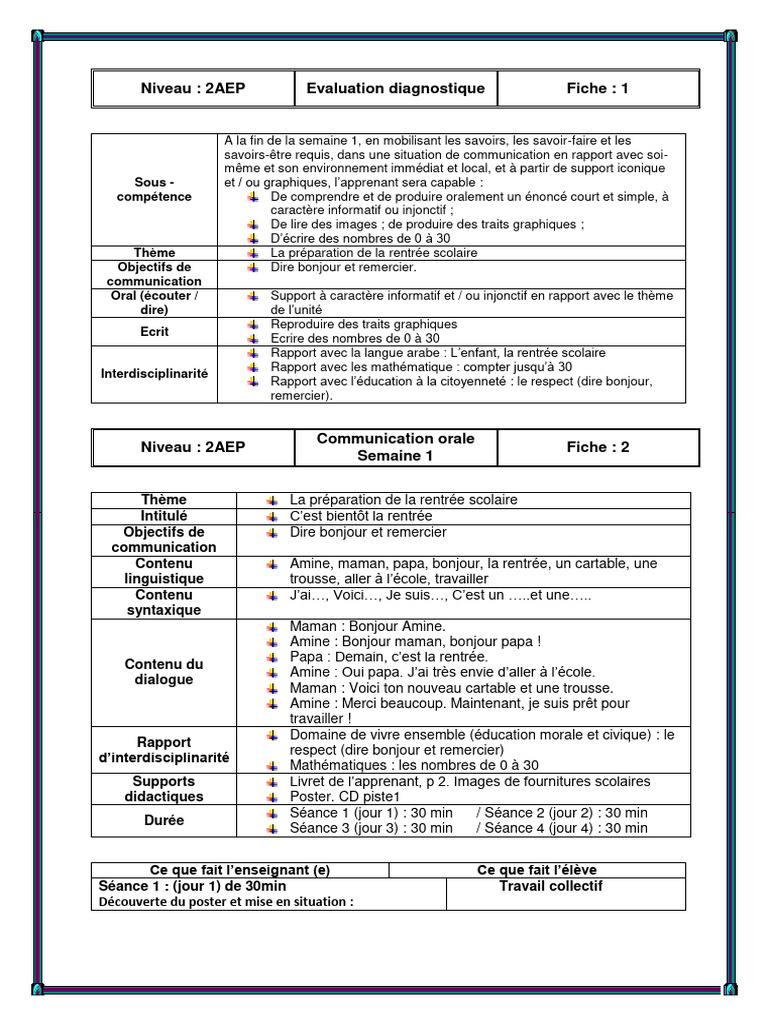 Fiches Mes Apprentissages 2AP Aouni | PDF