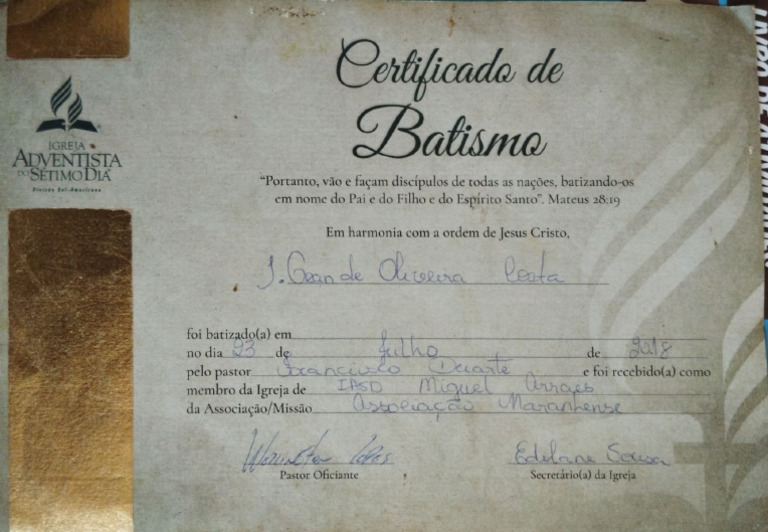Certificado de Batismo | PDF