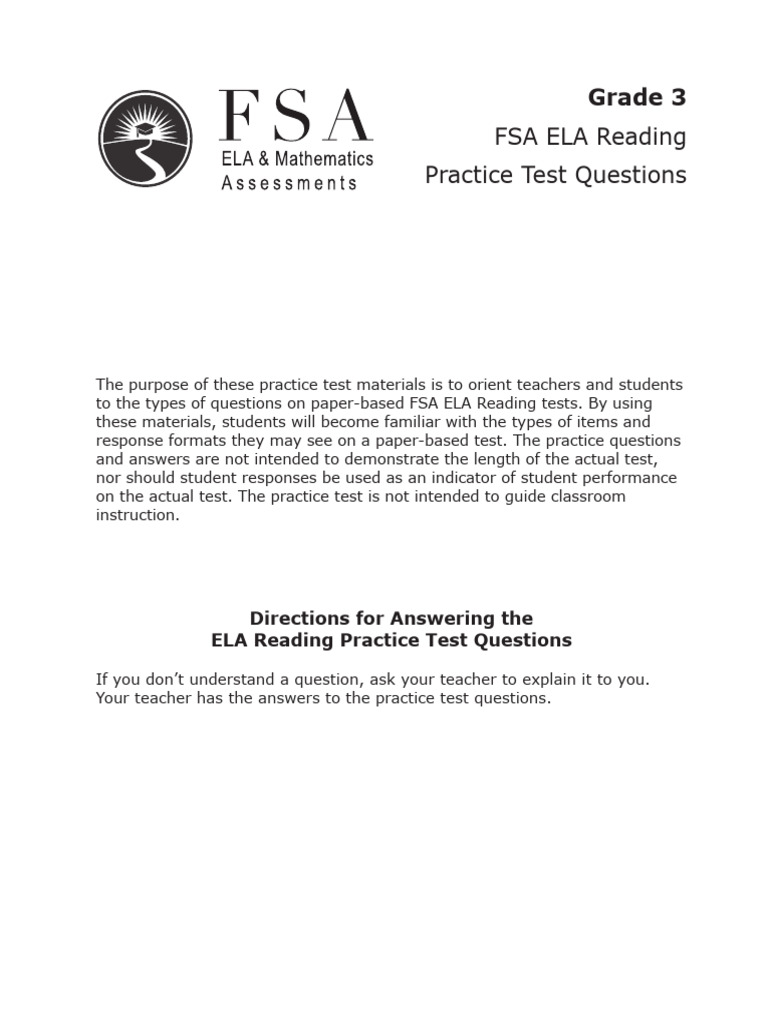 FSA Practice Test - Reading | PDF