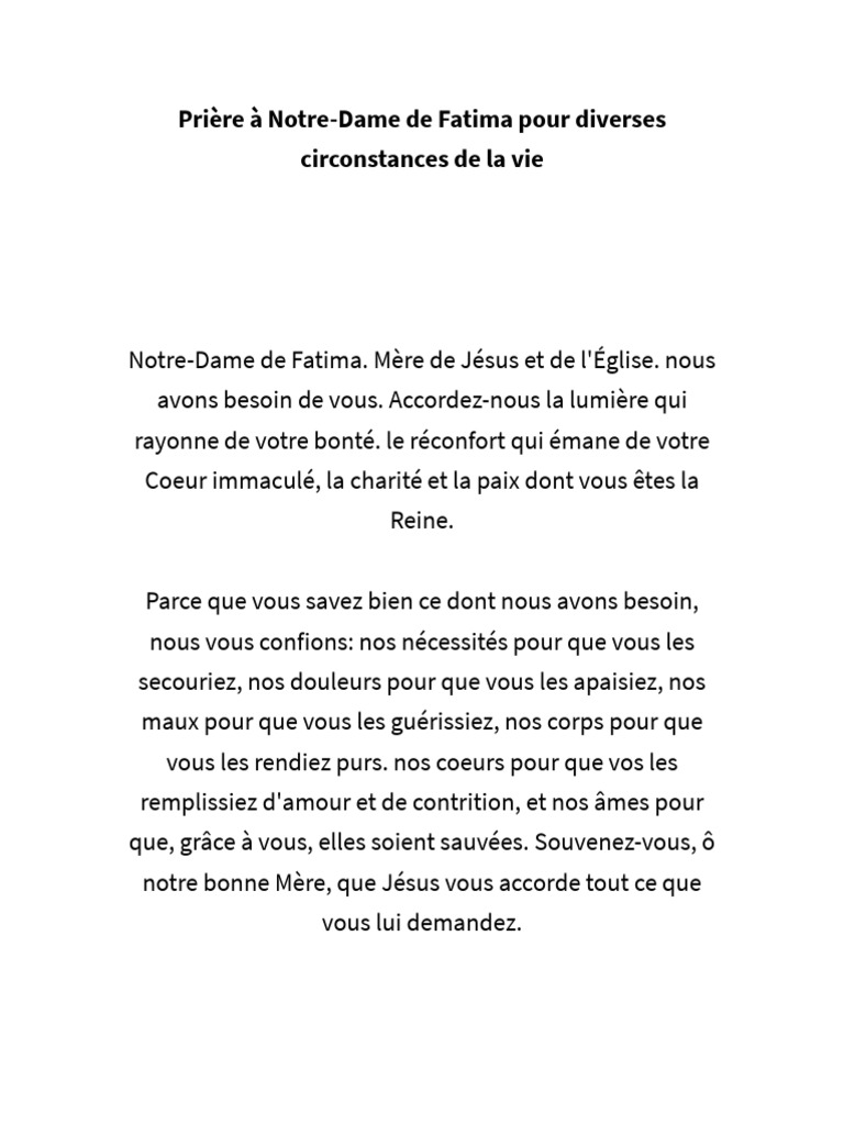 Prière À Notre-Dame de Fatima | PDF