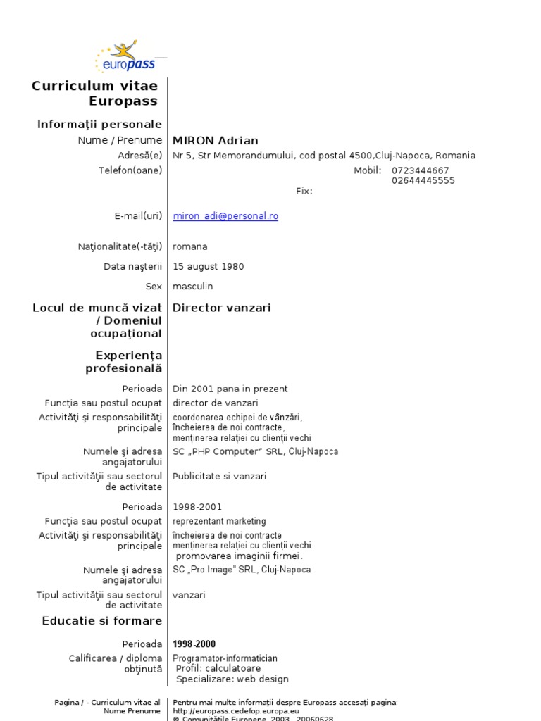 Model CV European | PDF