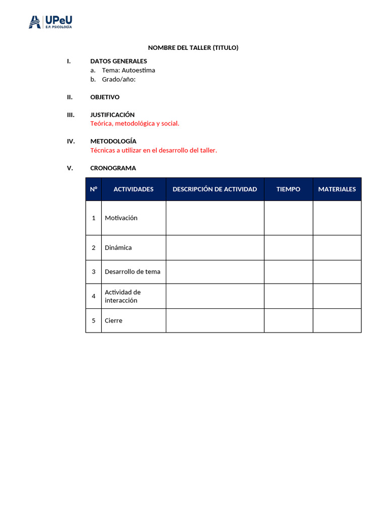 Formato de Taller - Esdkinvdhb | PDF