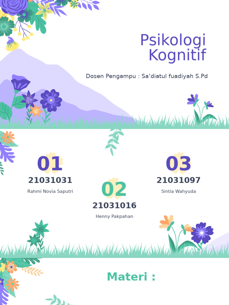 Kelompok 1 Psikologi Kognitif | PDF