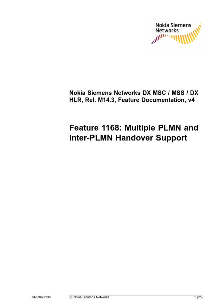 FN1168 Multiple PLMN and Inter-PLMN Handover Support | PDF | Mobile ...
