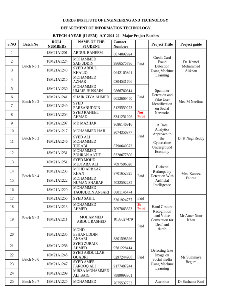Project_fee Pending List | PDF