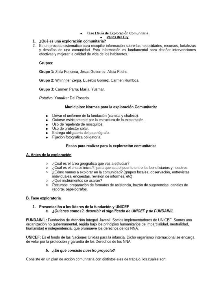 Guia de Fase de Exploracion Comunitaria | PDF