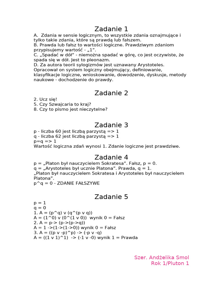 Zadanie Logika | PDF